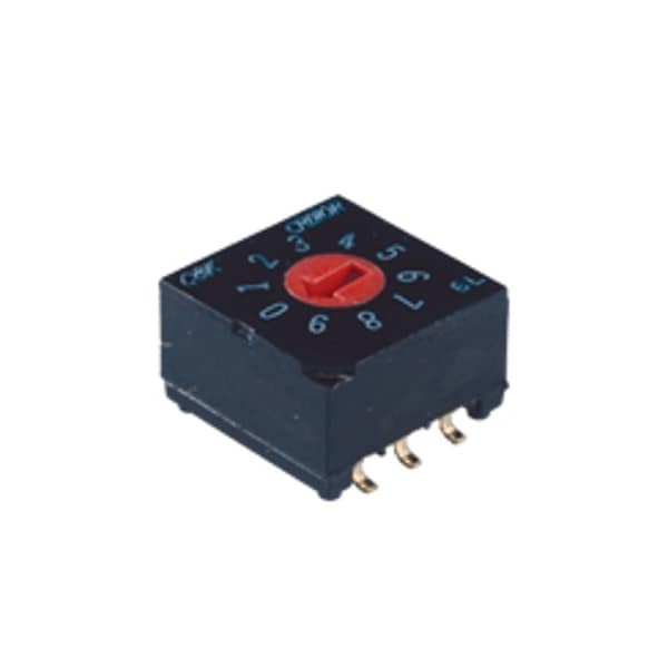 C&K Components Rotary Coded Switch, 10 Positions, Binary Coded Decimal, Latched, 0.02A, 20Vdc, 6 ...